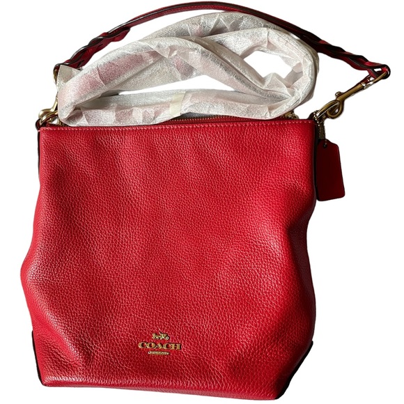Coach | Bags | New Coach Red Pebbled Leather Bag | Poshmark